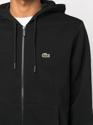Lacoste Appliqué-logo Zip-up Hoodie - Black