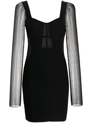 Herve Leger Sheer-sleeve Mini Dress - Black