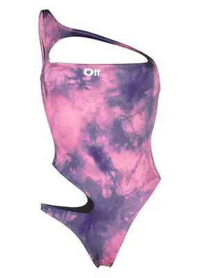 Off-White Cut-out Tie-dye Swimsuit - Pink