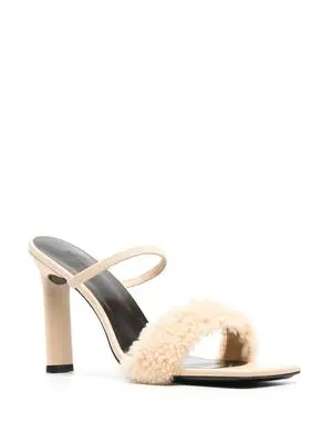 By Far Ada 100mm Shearling Sandals - Neutrals