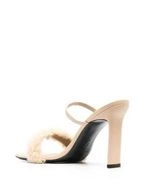 By Far Ada 100mm Shearling Sandals - Neutrals