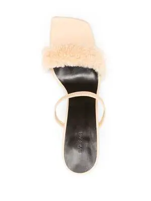 By Far Ada 100mm Shearling Sandals - Neutrals