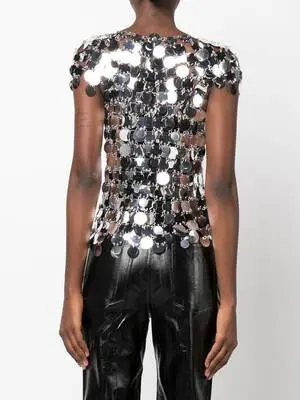 Rabanne Metallic-disks Short-sleeved Top - Silver