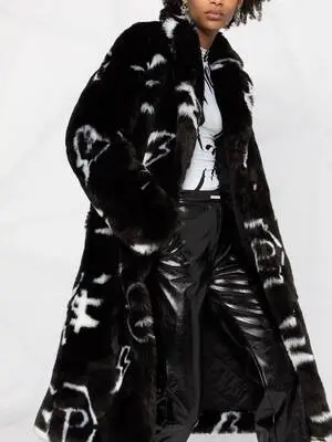 Philipp Plein Monogram Faux Fur Coat