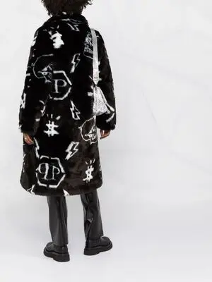 Philipp Plein Monogram Faux Fur Coat