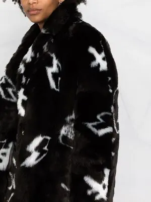 Philipp Plein Monogram Faux Fur Coat