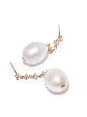 Zoe Chicco 14kt Pearl And Diamond Earrings