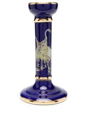 Etro Bird-print Ceramic Candle Holder - Blue