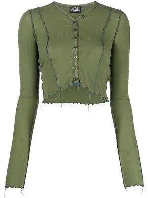DIESEL® Cropped Cardigan With Exposed Seam