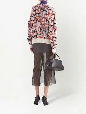Prada Abstract-pattern Knitted Jumper - White