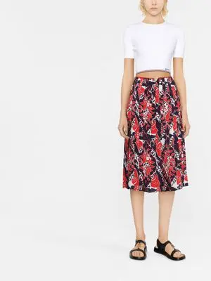 Valentino Garavani Archive Manifesto Pleated Midi Skirt