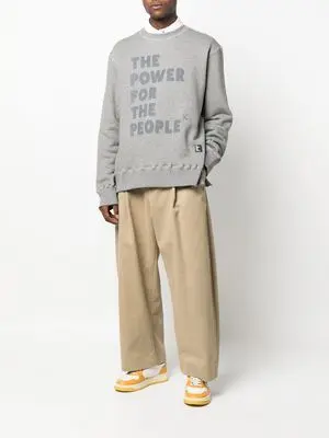 THE POWER FOR THE PEOPLE Logo Print Organic Cotton Crewneck Sweatshirt