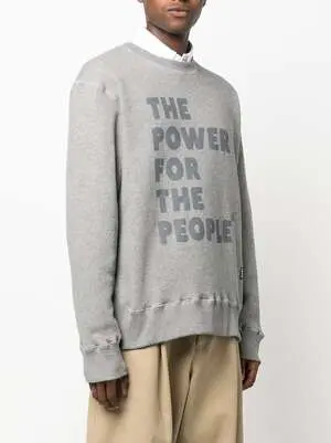 THE POWER FOR THE PEOPLE Logo Print Organic Cotton Crewneck Sweatshirt