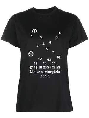 MAISON MARGIELA Numbers-motif Cotton T-shirt - Black