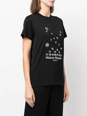 MAISON MARGIELA Numbers-motif Cotton T-shirt - Black