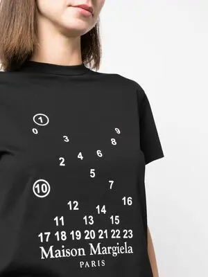 MAISON MARGIELA Numbers-motif Cotton T-shirt - Black