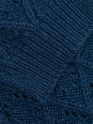 Pringle Of Scotland Diamond Eyelet-stitch Wool Scarf - Blue
