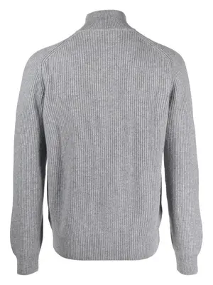 BARBA NAPOLI Zipped Cashmere Jumper - Grey
