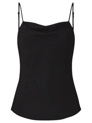 KRISA Black Cowl Neck Tank