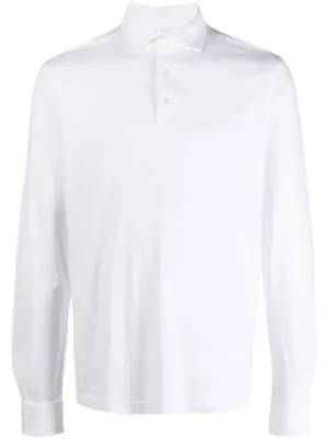 Fedeli Long-sleeve Polo Shirt - White