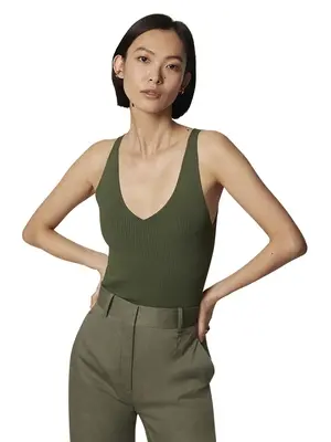 Another Tomorrow Deep V Tank Knit