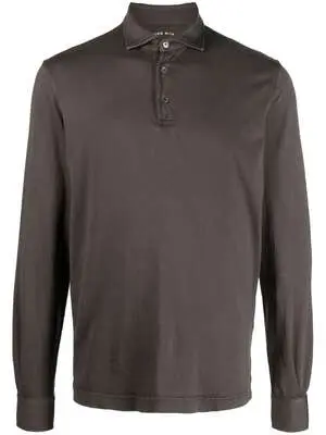 Fedeli Long-sleeve Polo Shirt - Brown