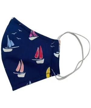 busy bees - Cotton Face Mask Navy Sailboat
