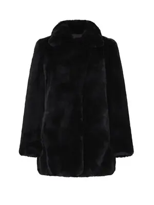 7 For All Mankind Black Faux Fur Chubby Coat