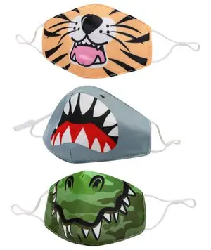OMG ACCESSORIES - Blue Shark Attack, Scary, Tiger Face Mask Bundle Set