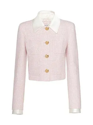 Miu Miu Single-breasted Sequined Gingham Check Jacket