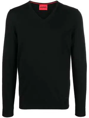 BOSS V-neck Wool Jumper - Black
