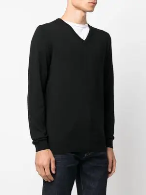BOSS V-neck Wool Jumper - Black