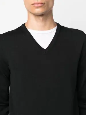 BOSS V-neck Wool Jumper - Black