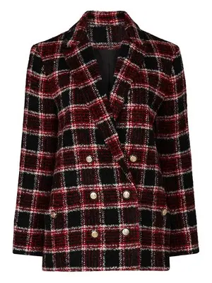 Maje Plaid Tweed Blazer