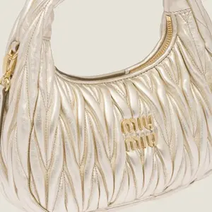 Miu Miu Miu Wander Matelassé Nappa Leather Mini Hobo Bag