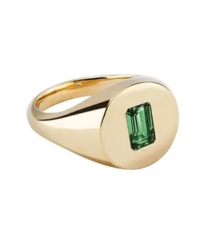Mejuri Signet Pinky Ring Chrome Diopside