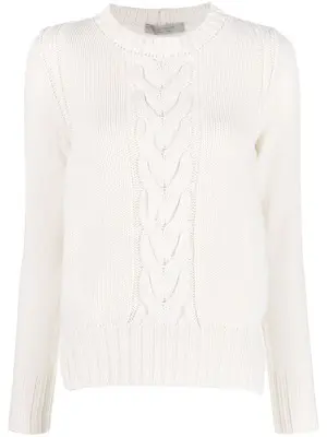D.exterior Cable-knit Crew-neck Sweater - Neutrals