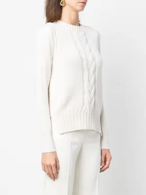 D.exterior Cable-knit Crew-neck Sweater