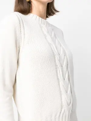 D.exterior Cable-knit Crew-neck Sweater