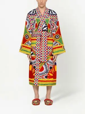 Dolce & Gabbana Terry Cotton Bath Robe - Yellow