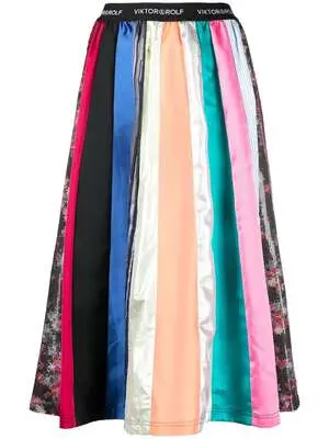 Viktor & Rolf Patchwork A-line Midi Skirt - Blue