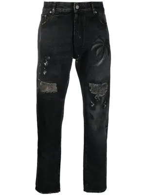Palm Angels Palm Tree Patch Straight-leg Jeans