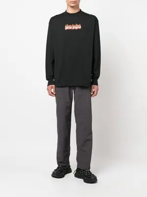 Palm Angels Burning Logo-print Long-sleeve T-shirt