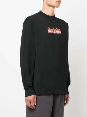 Palm Angels Burning Logo-print Long-sleeve T-shirt