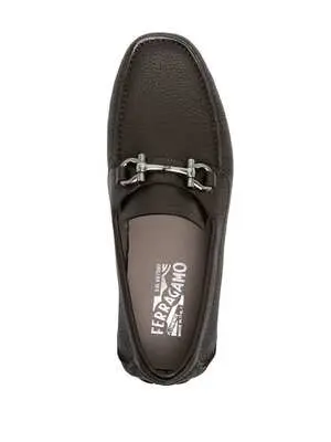 FERRAGAMO Gancini Horsebit Driver Loafers - Brown