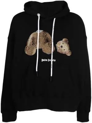 Palm Angels Crystal-embellished Teddy Bear Hoodie - Black