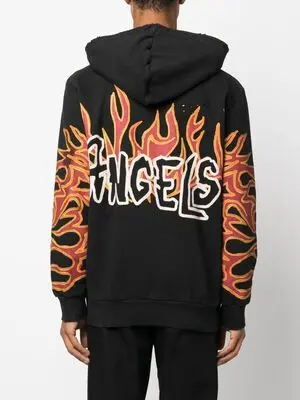 Palm Angels Flame-print Cotton Hoodie