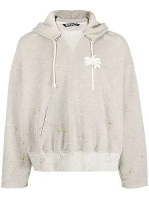 Palm Angels Paint-splatter Logo-print Hoodie