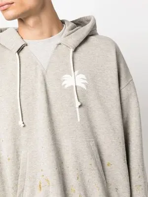Palm Angels Paint-splatter Logo-print Hoodie