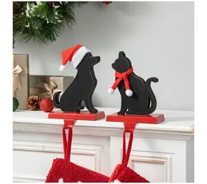 GLITZHOME Cat & Dog Christmas Stocking Holder S 2